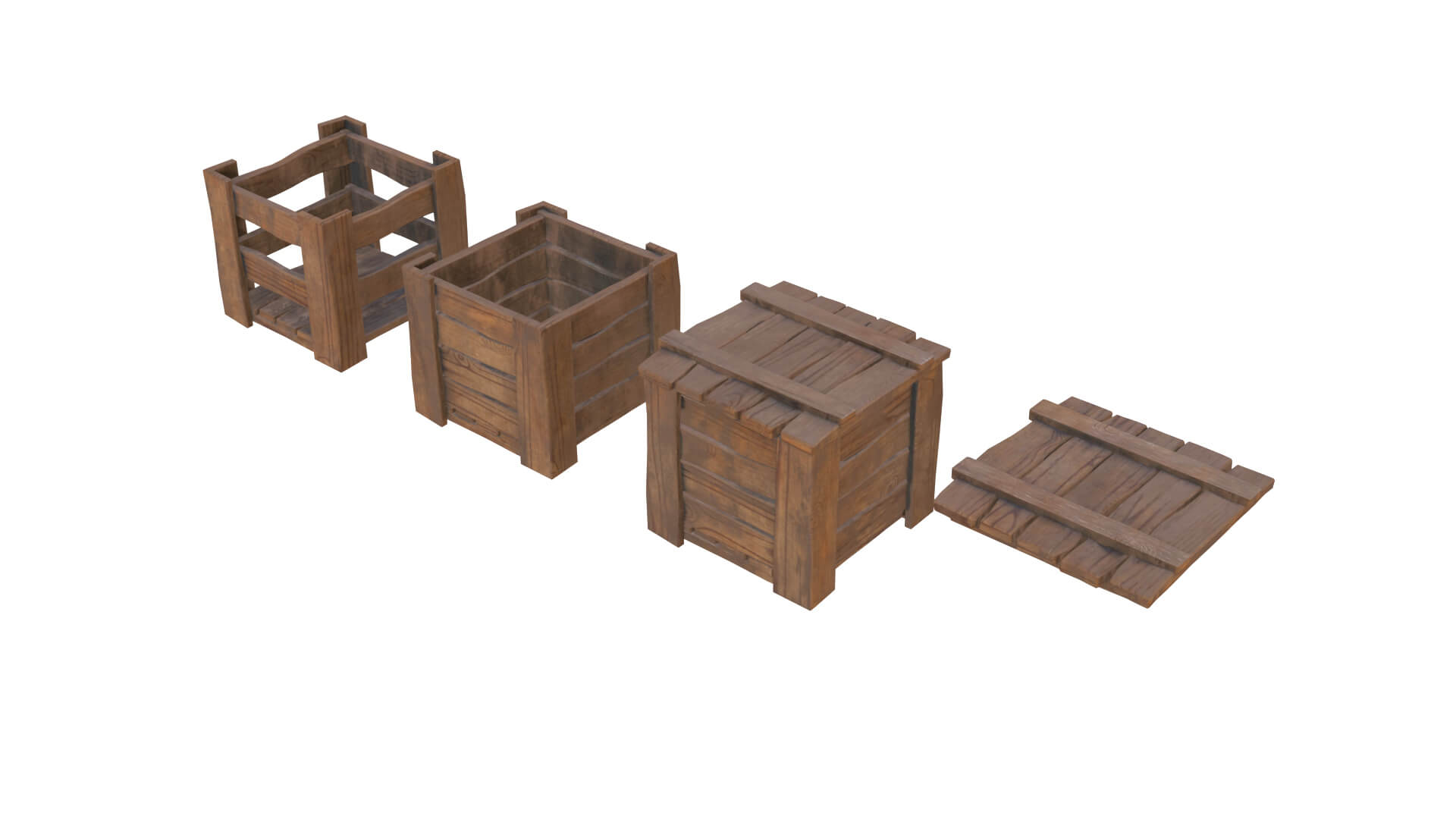 Wooden Crates - 3D Model by H3afDya