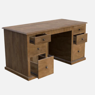 Wooden Desk - 3D Model by H3afDya