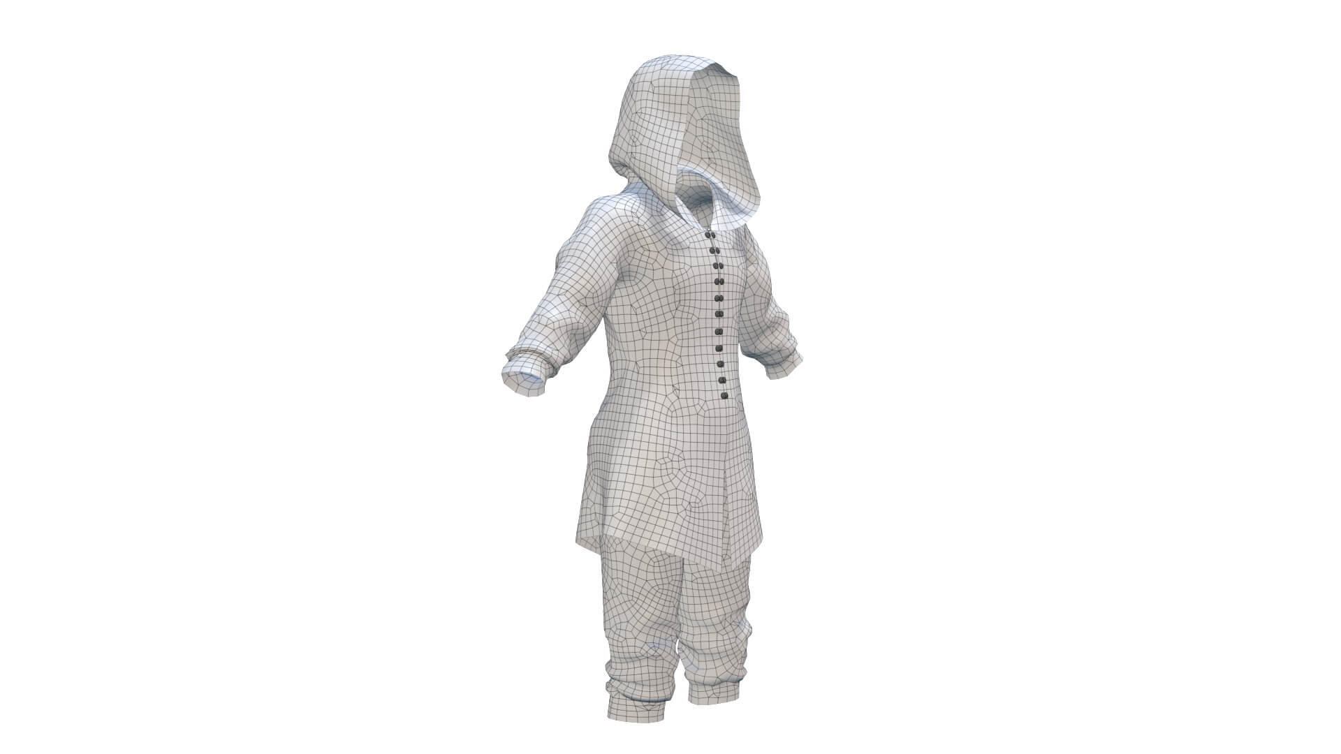 Mens Medieval Hooded Ranger Outfit - 3D Model by H3afDya