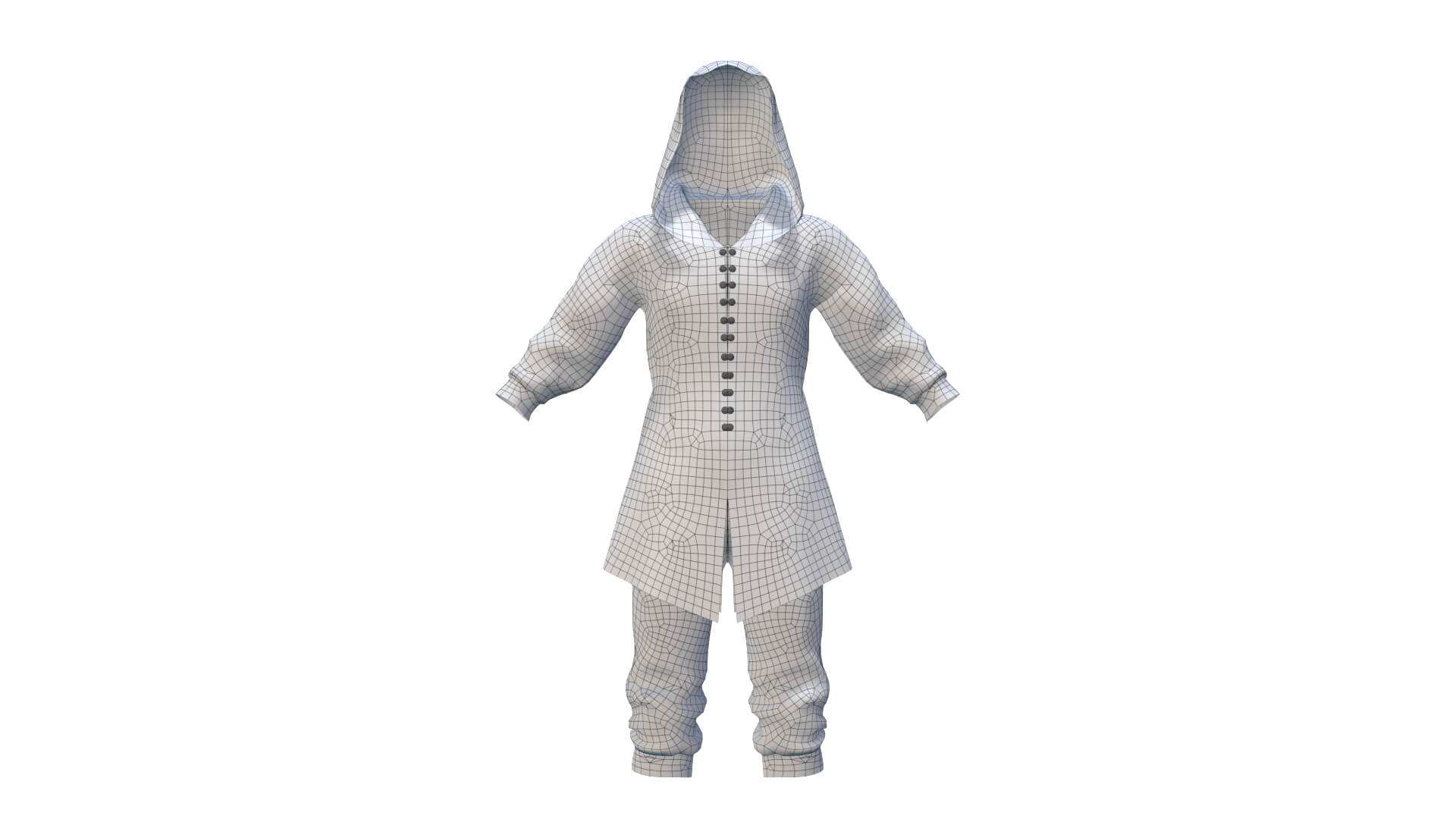 Mens Medieval Hooded Ranger Outfit - 3D Model by H3afDya