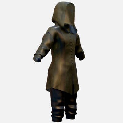 Mens Medieval Hooded Ranger Outfit - 3D Model by H3afDya
