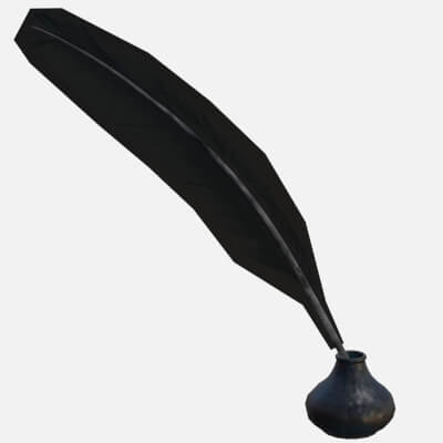 Quill and Ink Pot - 3D Model by H3afDya