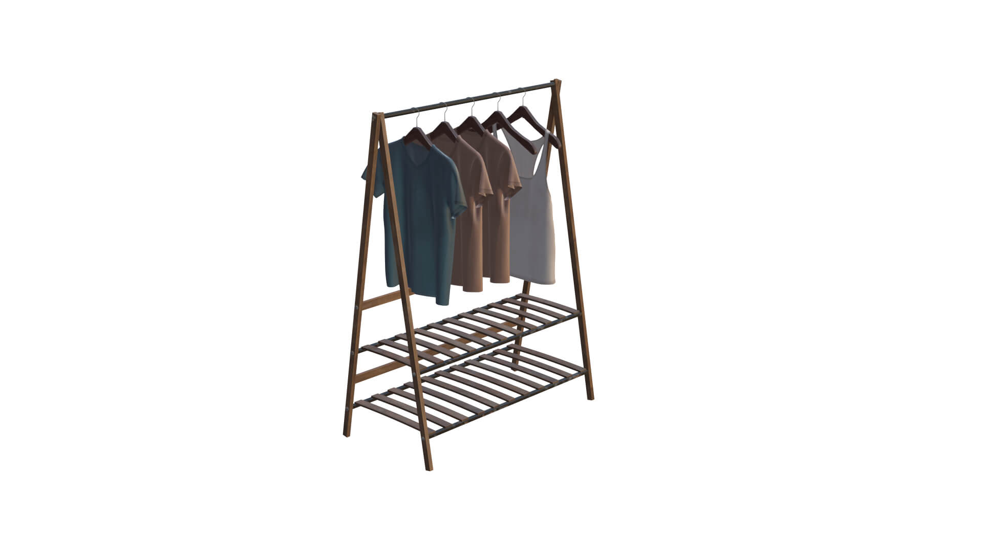 Wooden Clothes Stand - 3D Model by H3afDya