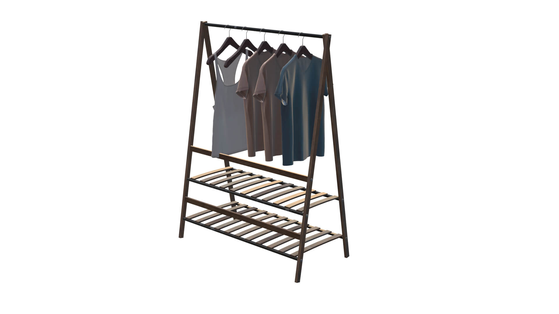 Wooden Clothes Stand - 3D Model by H3afDya