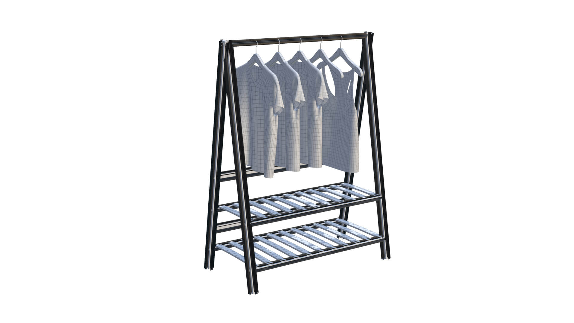 Wooden Clothes Stand - 3D Model by H3afDya