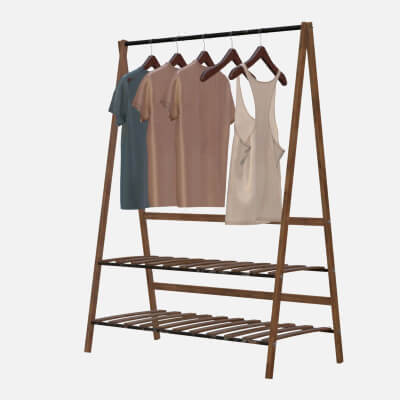 Wooden Clothes Stand - 3D Model by H3afDya