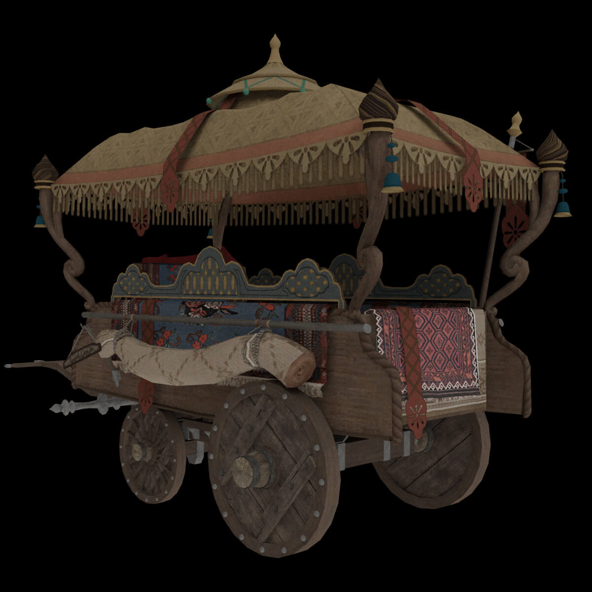 Wooden Wagon - 3D Model by H3afDya