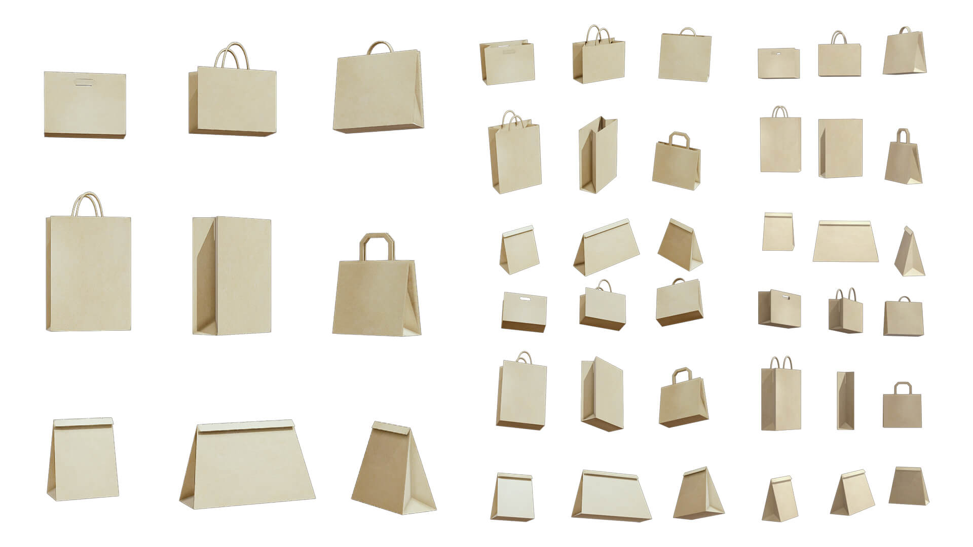 Paper Bag Pack - 9 in 1 3D Model by h3ydari96