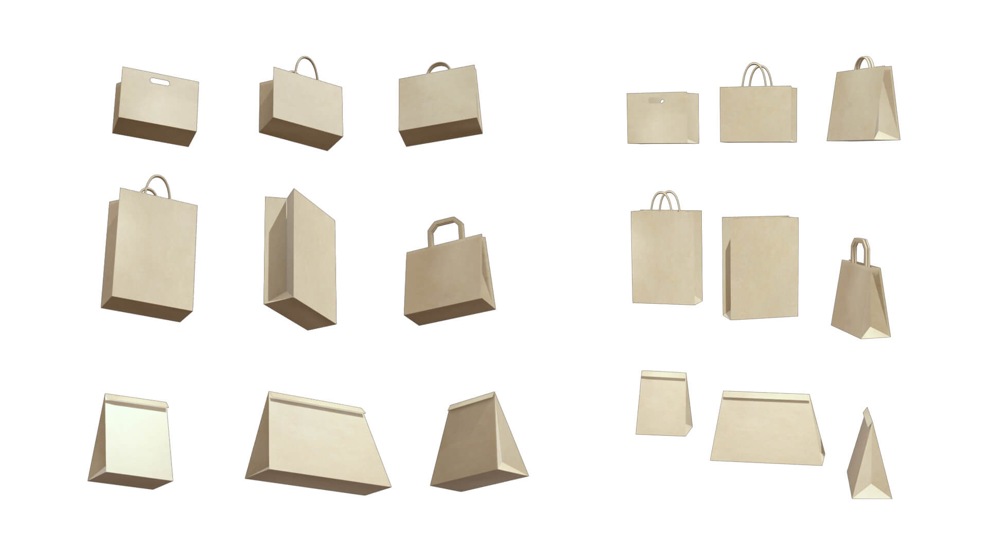 Paper Bag Pack - 9 in 1 3D Model by h3ydari96