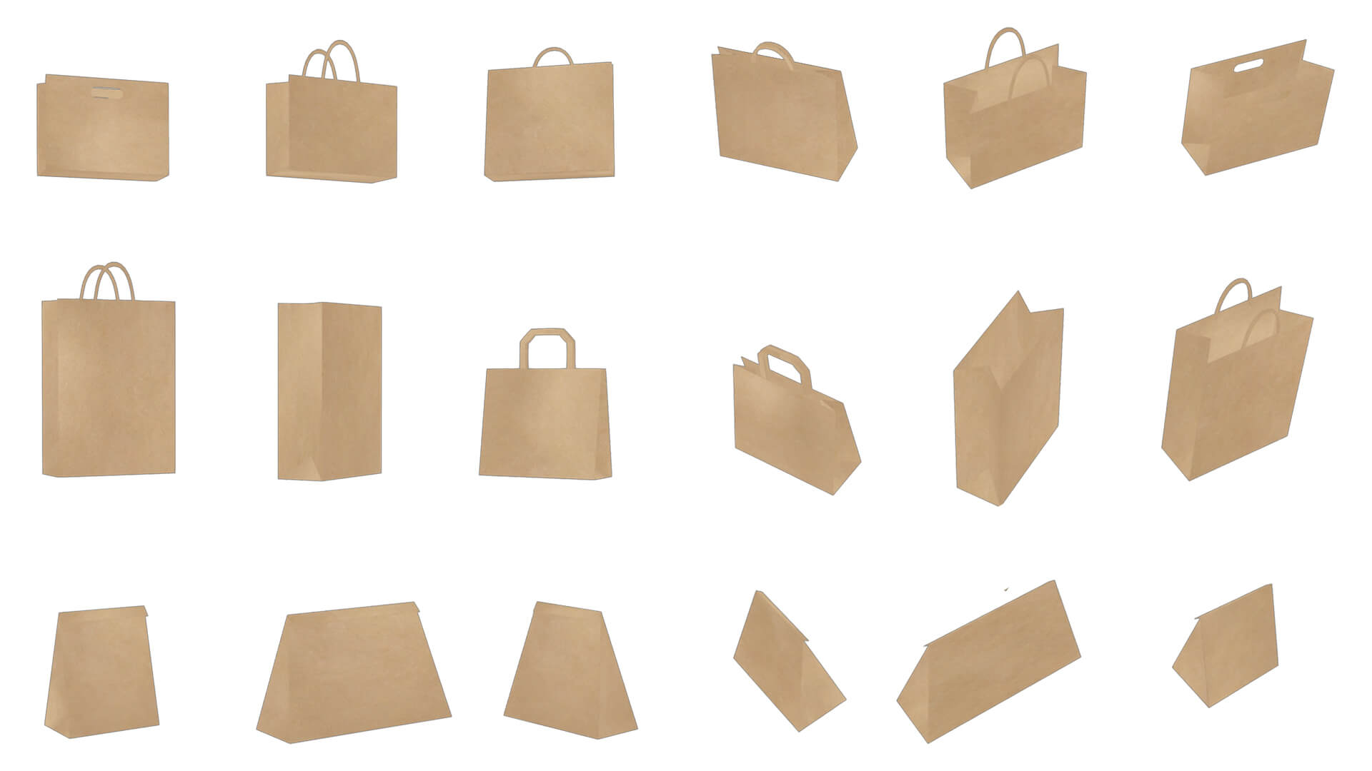 Paper Bag Pack - 9 in 1 3D Model by h3ydari96
