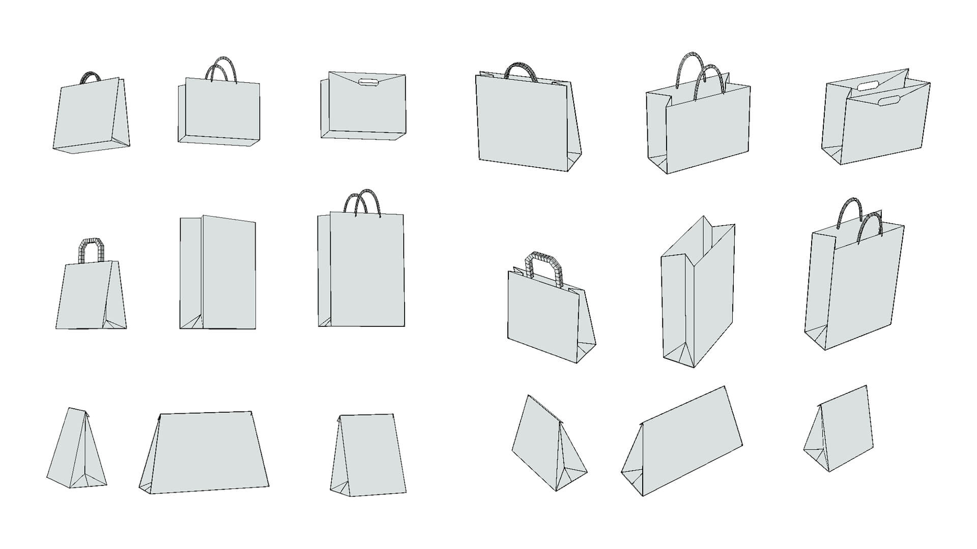 Paper Bag Pack - 9 in 1 3D Model by h3ydari96