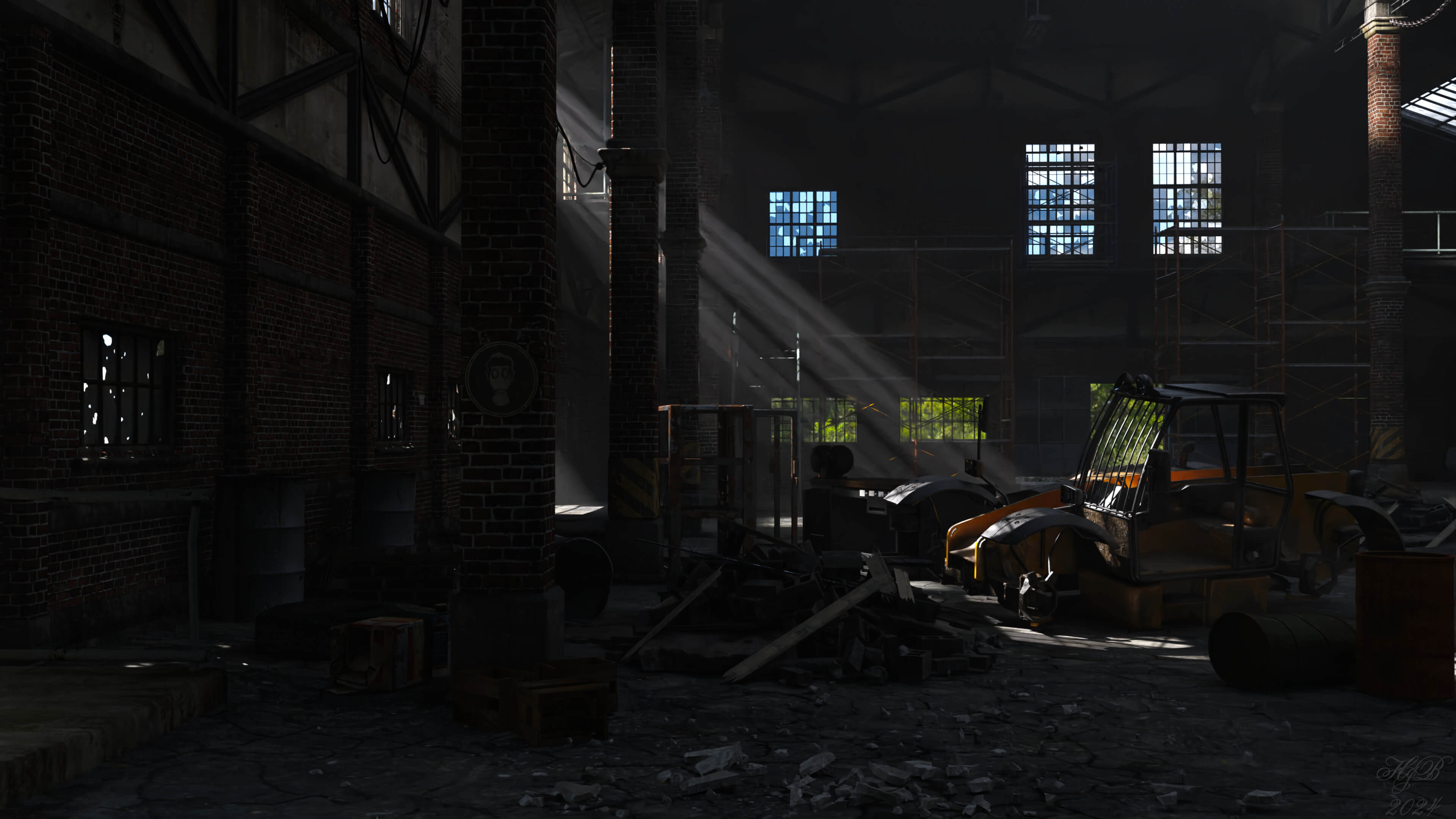 Abandoned Factory 3D Render, Digital Art by Hajoba