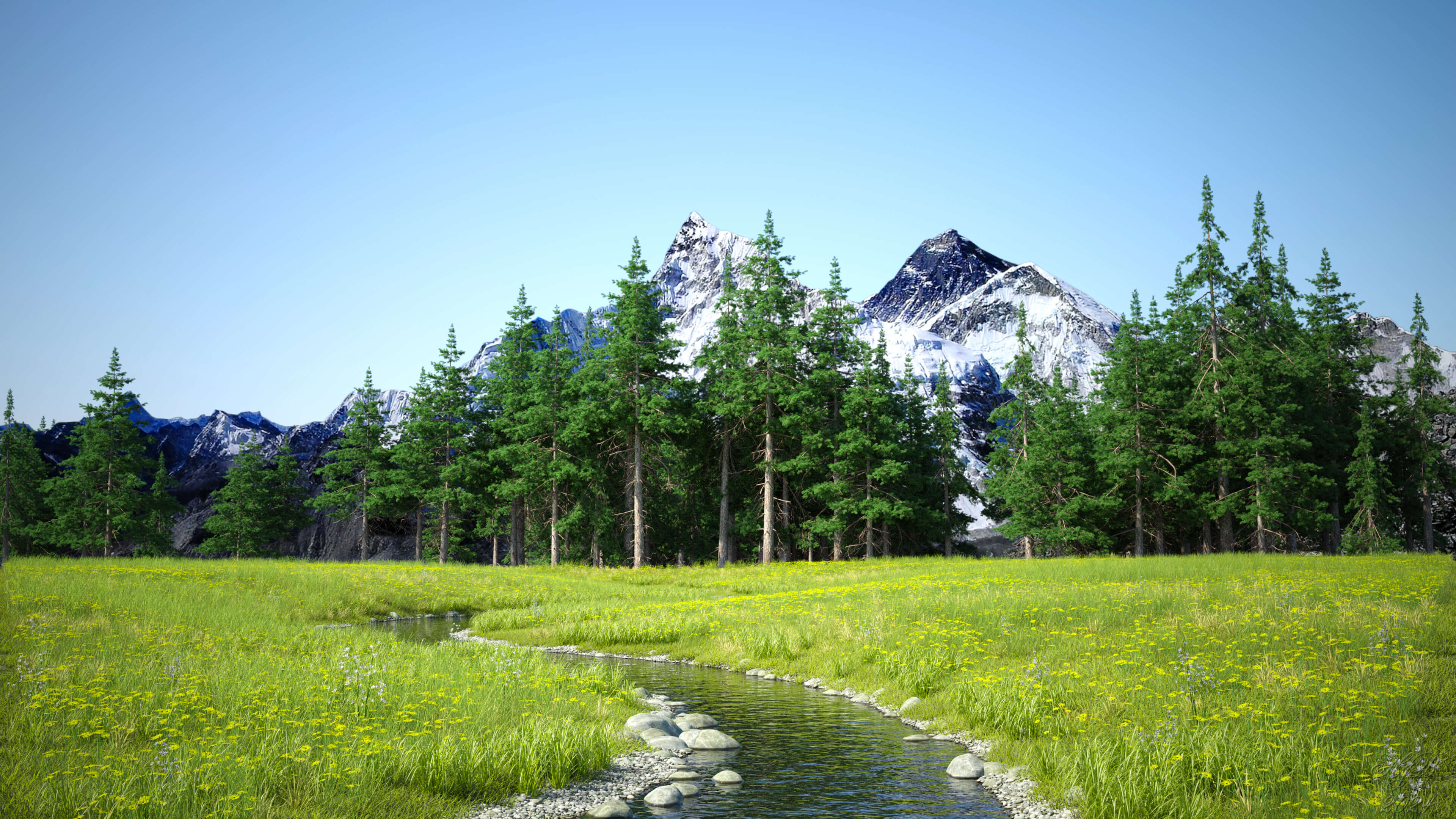 Alps 3D Render, Digital Art by Hajoba