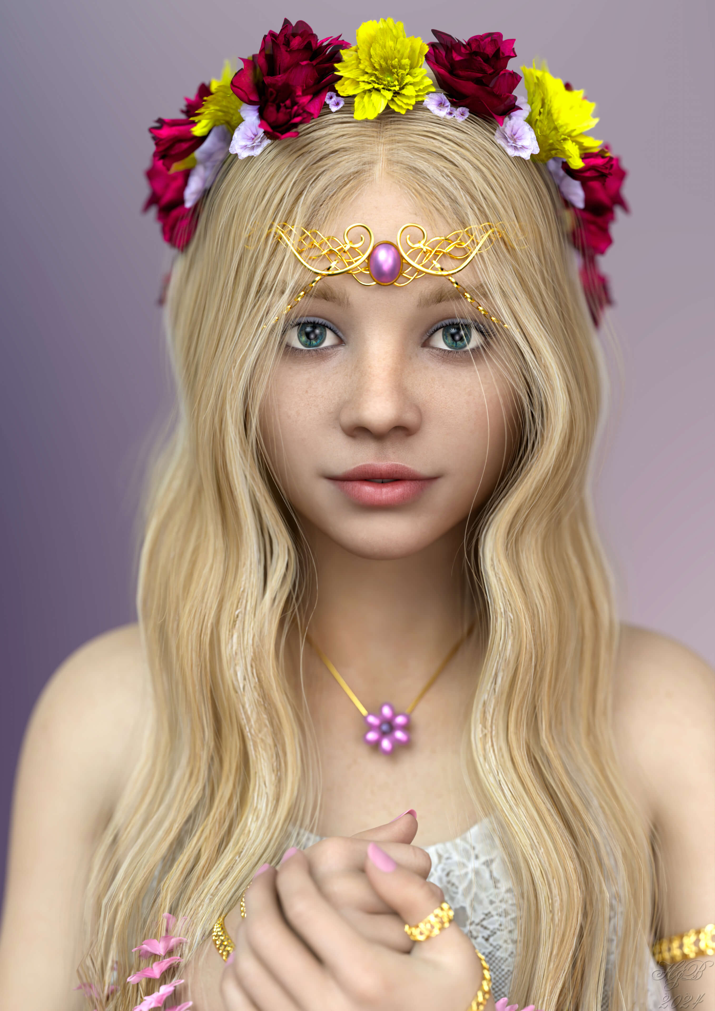 Cute Girl 11 3D Render, Digital Art by Hajoba