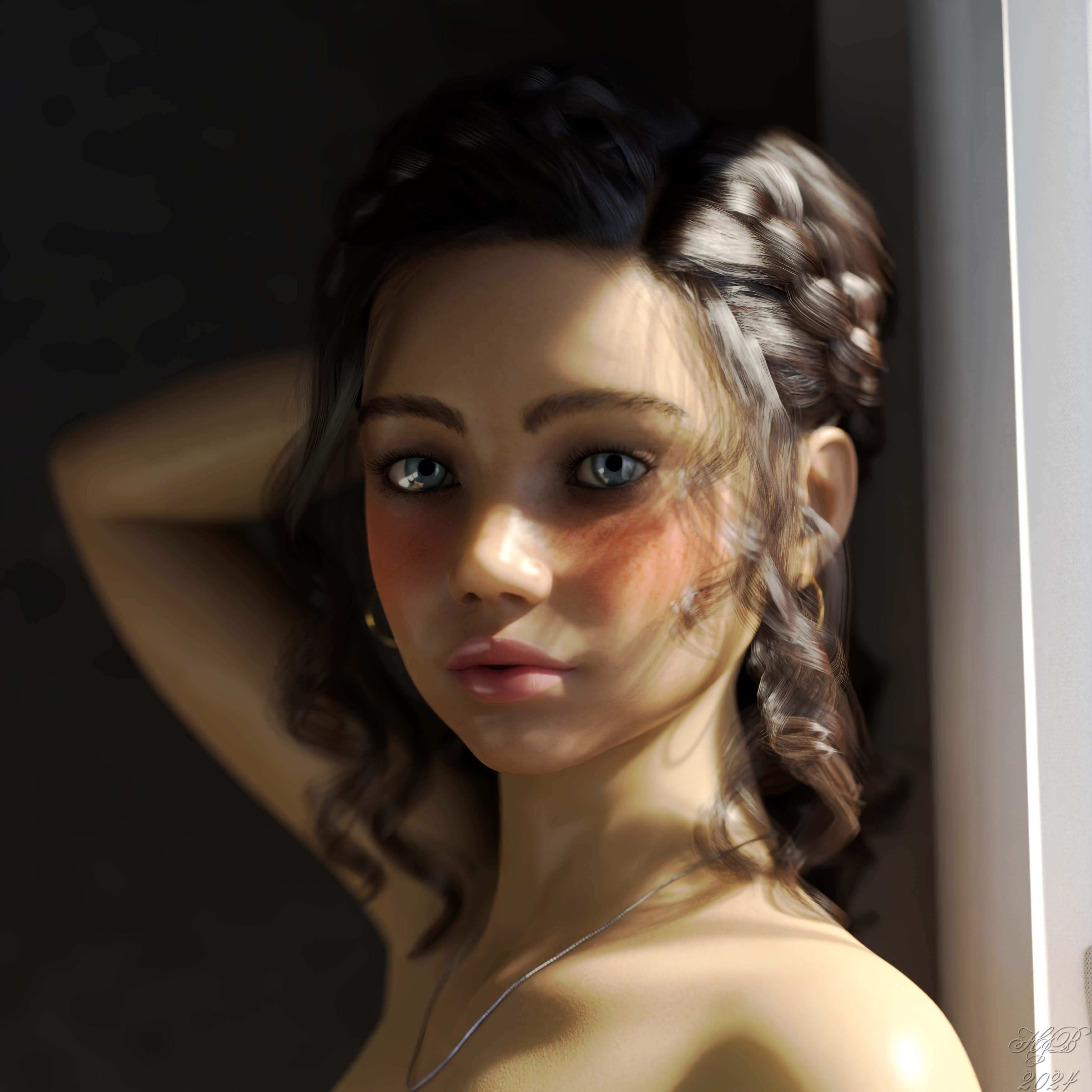 Cute Girl 9 3D Render, Digital Art by Hajoba