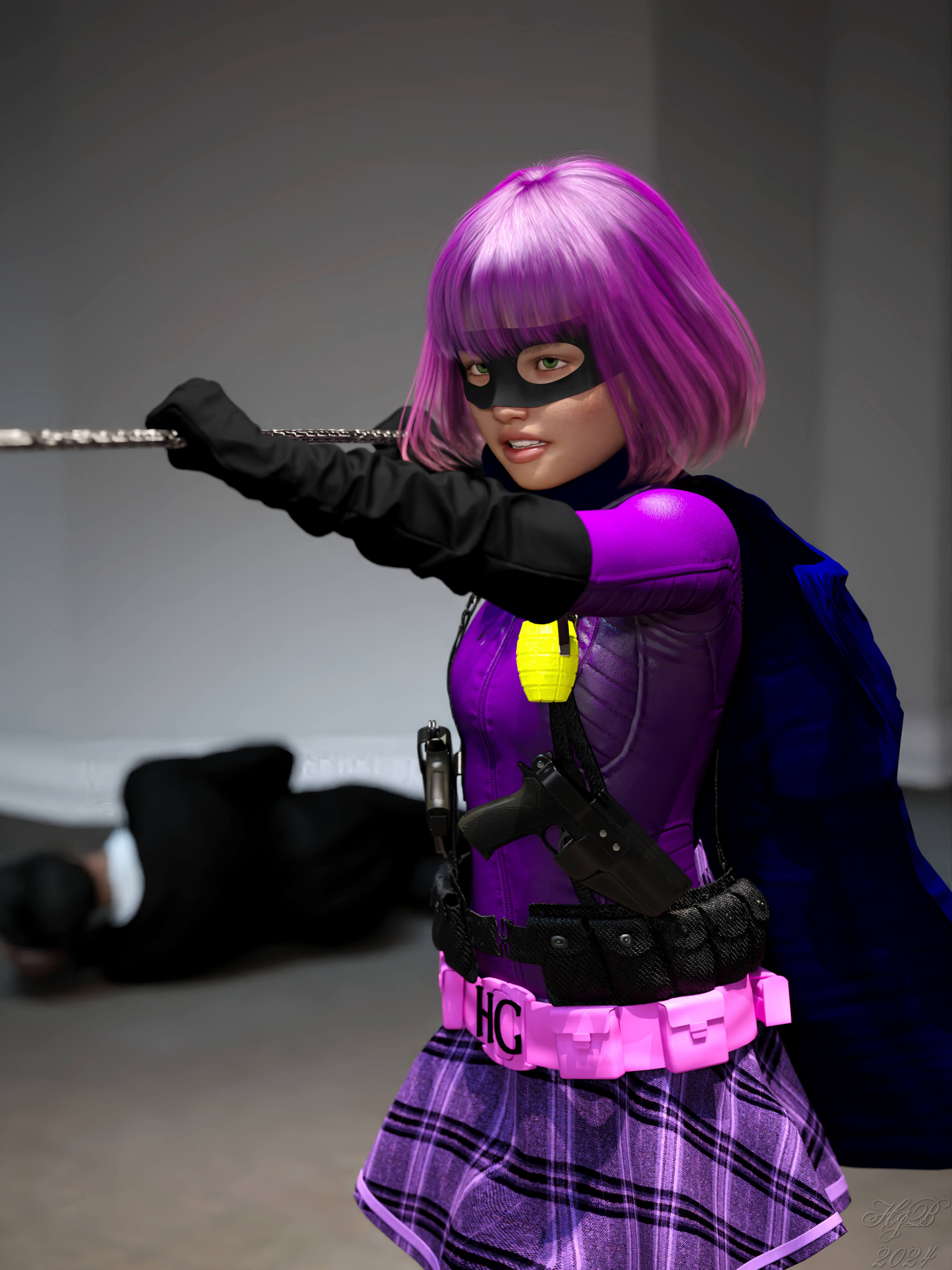 Hit Girl 2 3D Render, Digital Art by Hajoba