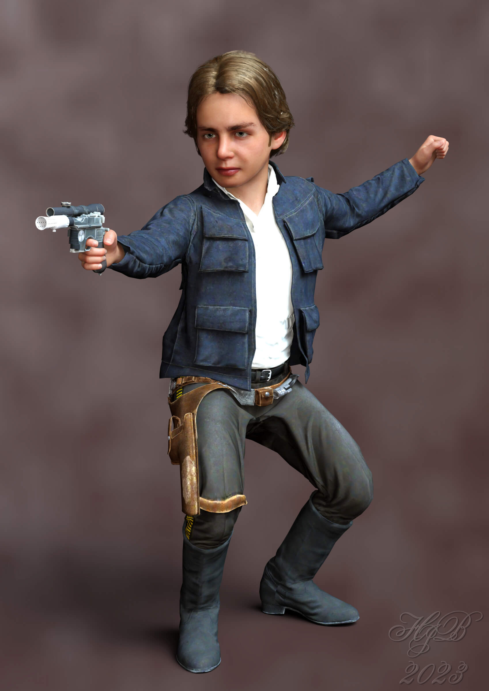 Little Han Solo 3D Render, Digital Art by Hajoba