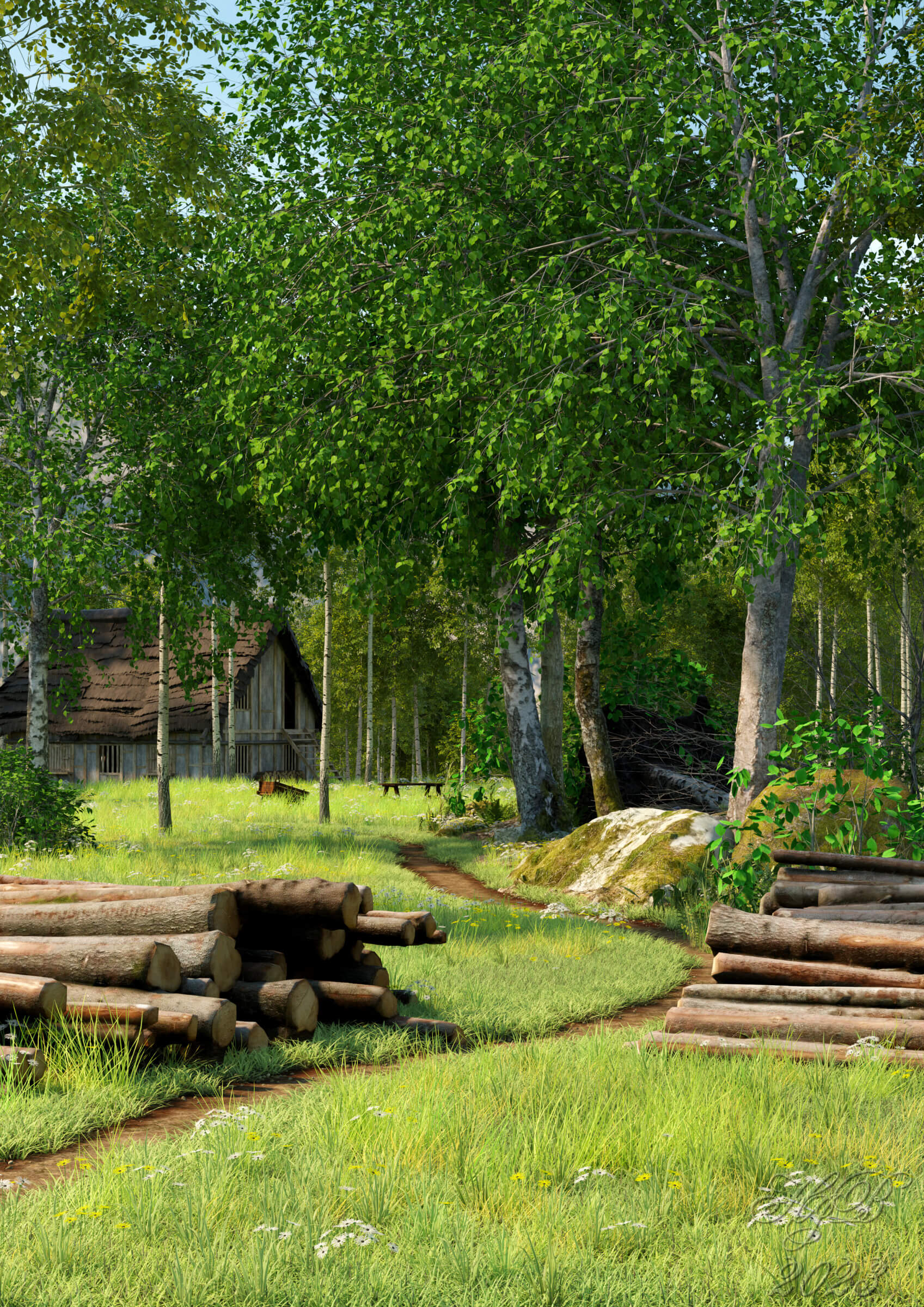 Path to the hut 3D Render, Digital Art by Hajoba