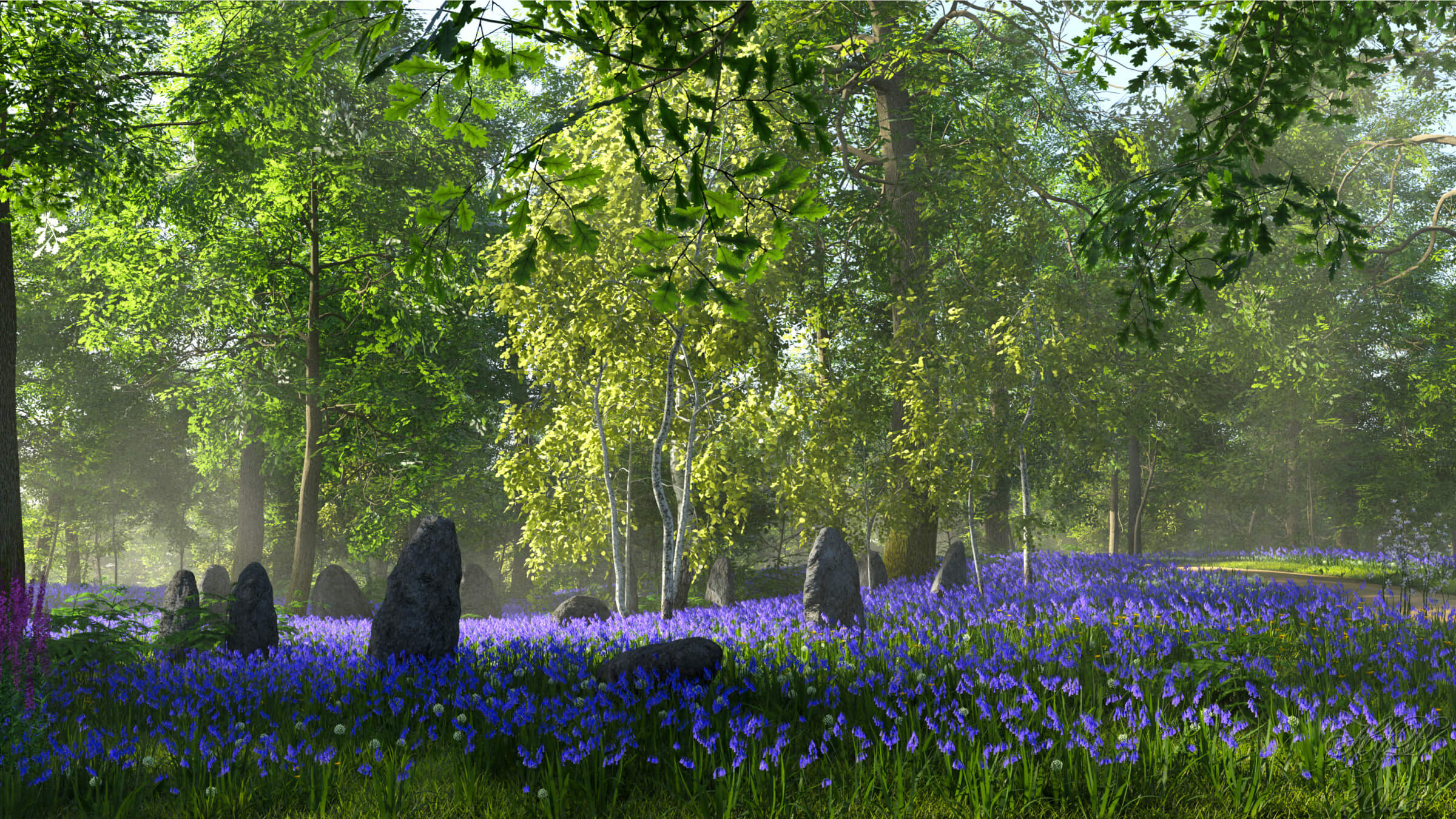 Stone Circle 3D Render, Digital Art by Hajoba