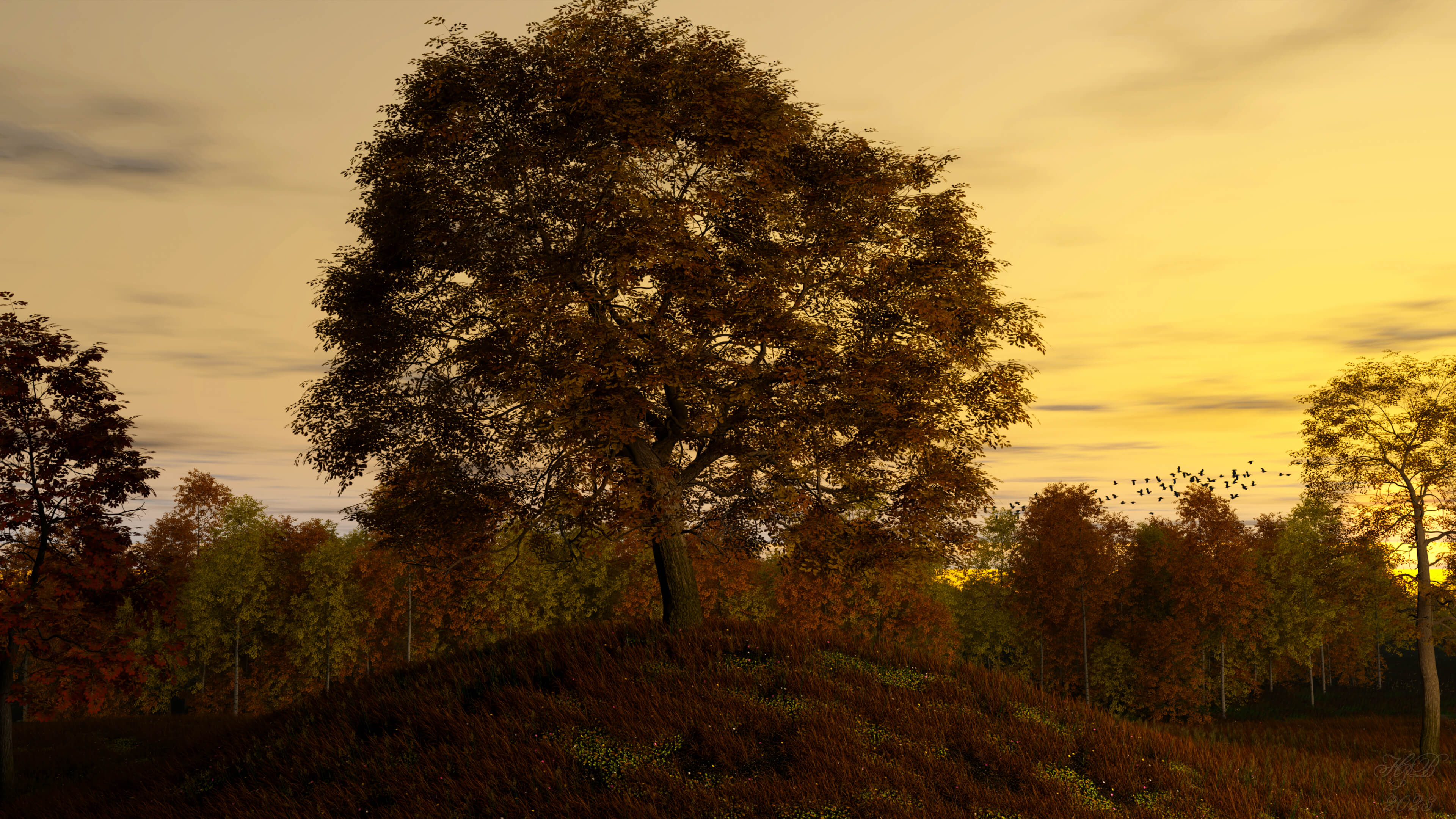 Tree On The Hill 3D Render | RenderHub Gallery