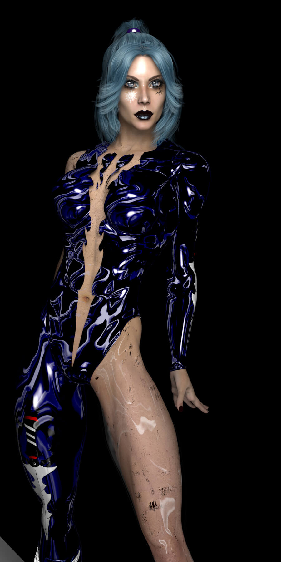 Blue Assassin 3D Render, Digital Art by HALCON89