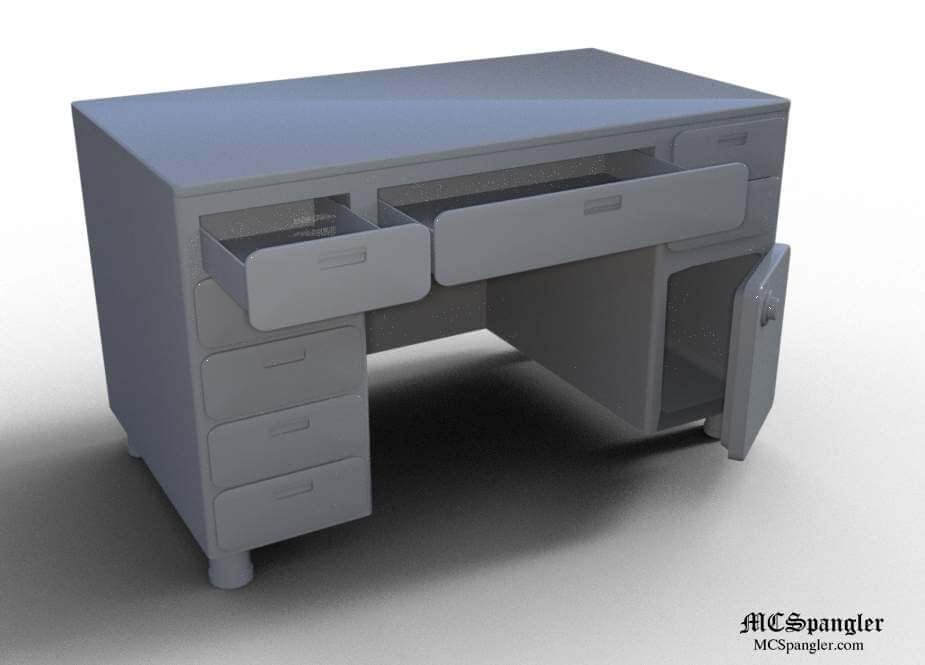 Office Desk with Safe - 3D Model by Handyman454