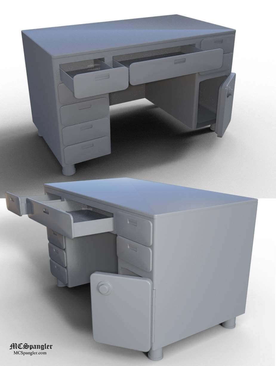 Office Desk with Safe - 3D Model by Handyman454
