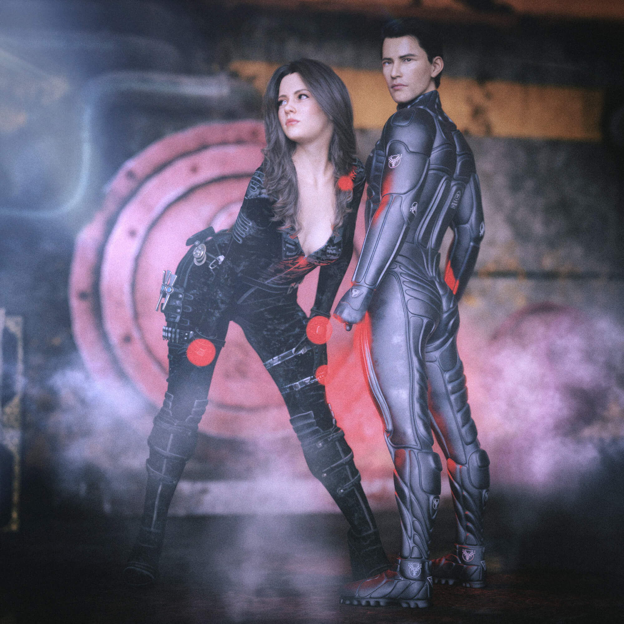 Michelle and Asher at secret bunker 3D Render by haniwaselect