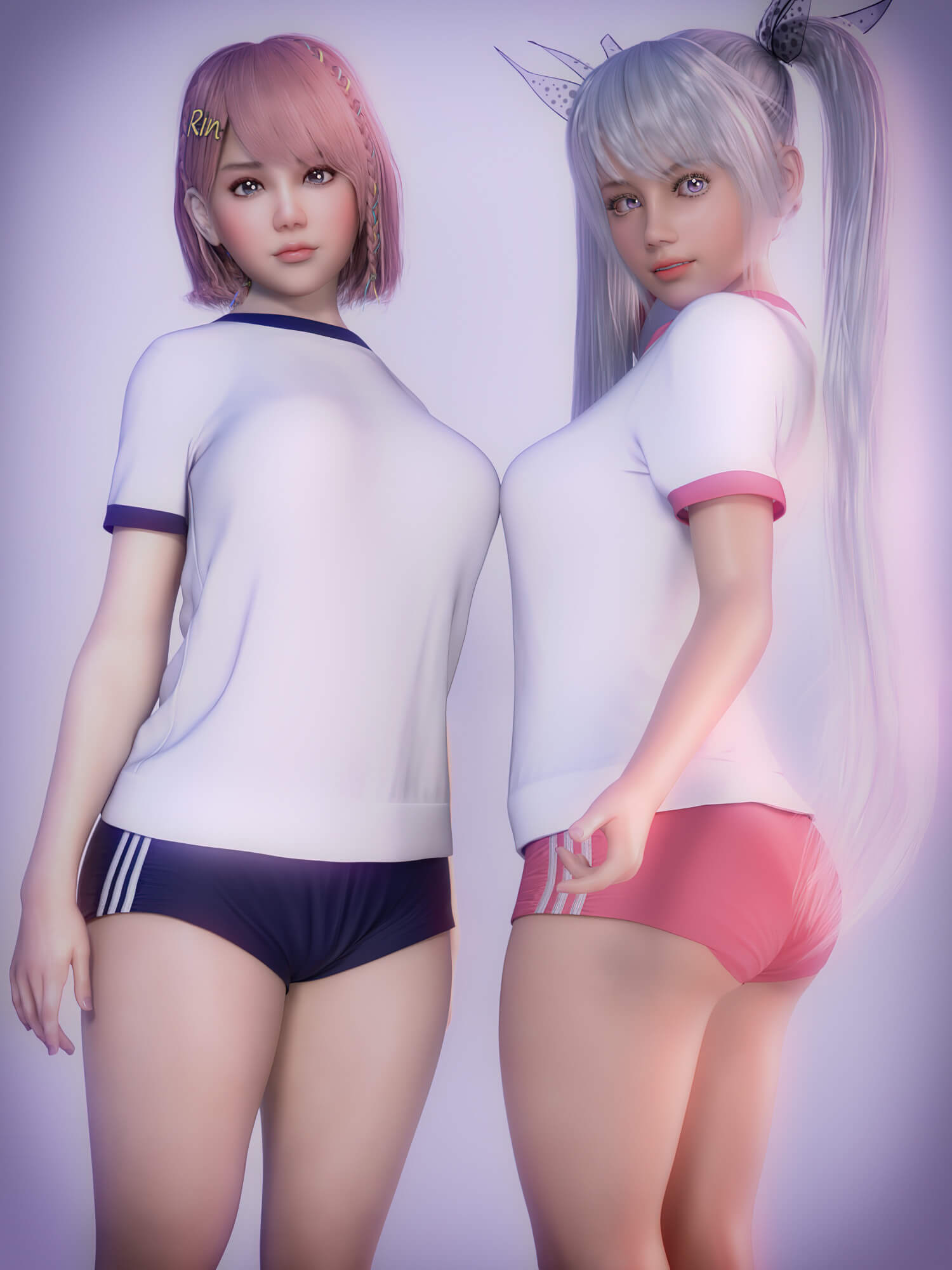 Rin and Kanade 3D Render, Digital Art by haniwaselect