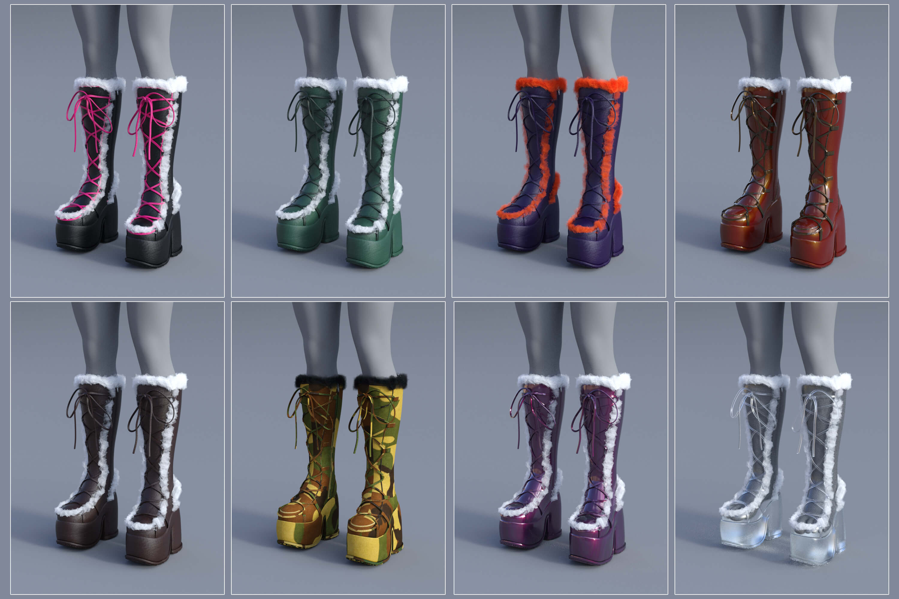 Demonia Winter Fur Boots for Genesis 9 - Daz Content by Hanyo DaZ