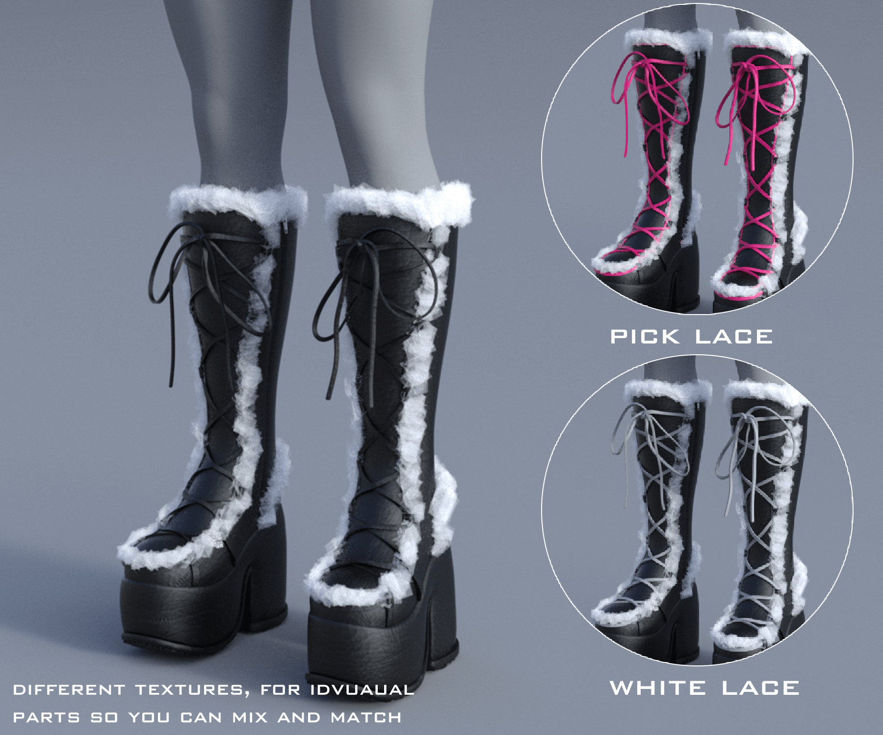 Demonia Winter Fur Boots for Genesis 9 - coming on 20th 3D Render