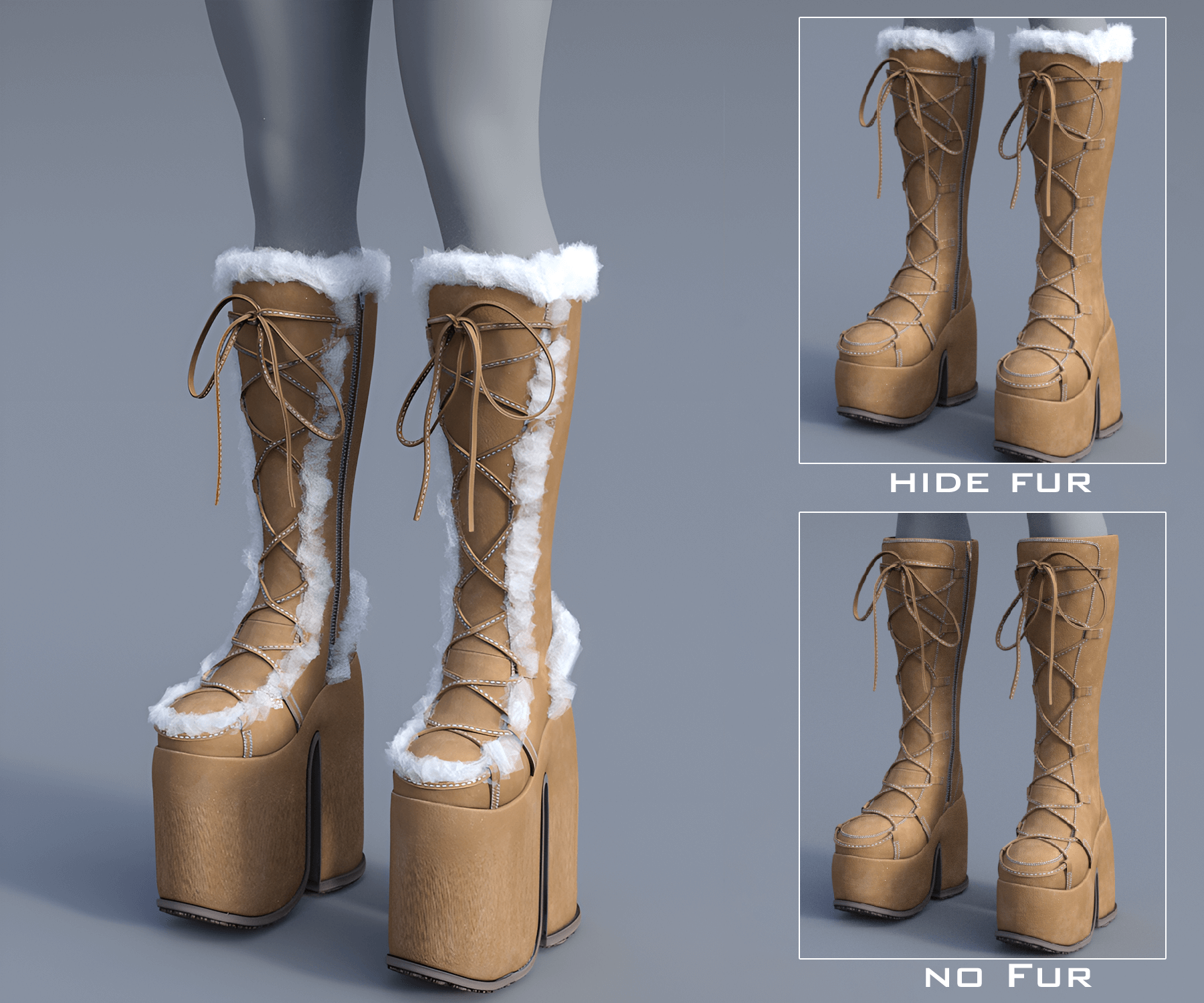 Demonia Winter Fur Boots for Genesis 9 - coming on 20th 3D Render