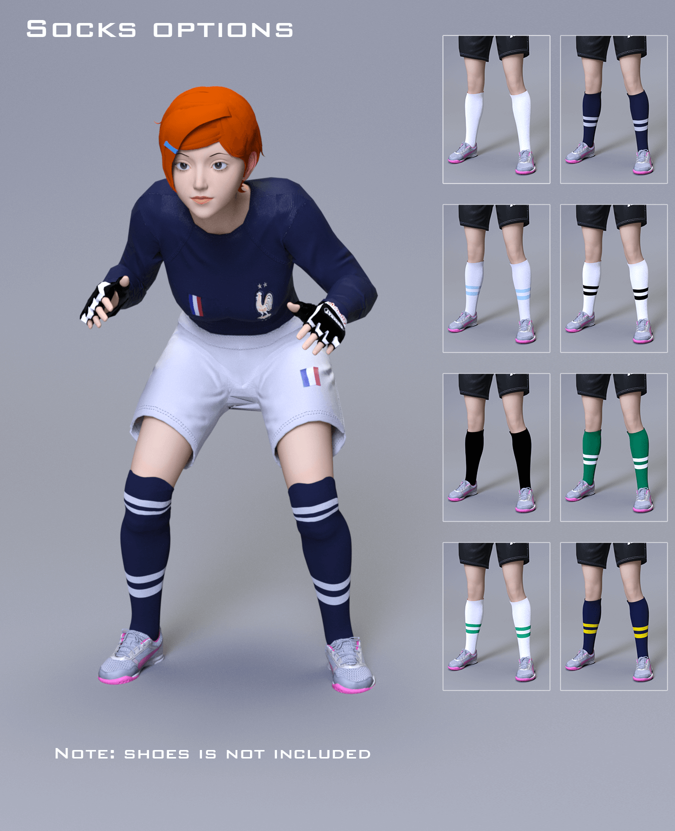 Goal Soccer Teams Textures for MMA Oufit G8 and G9 3D Render