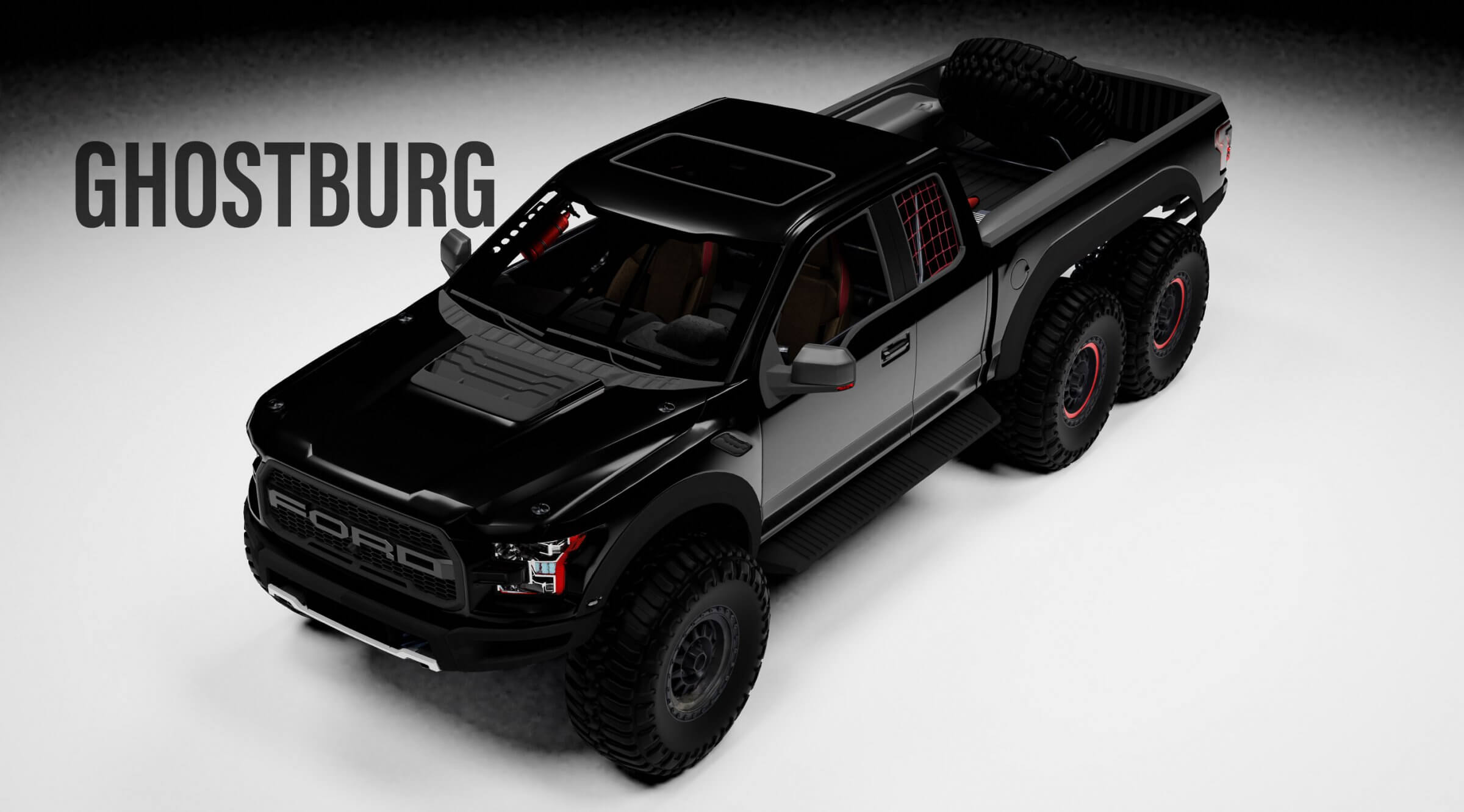 Ford F-150 Raptor Modified 6 Wheels Off-Road 3D Model by harikumar867311