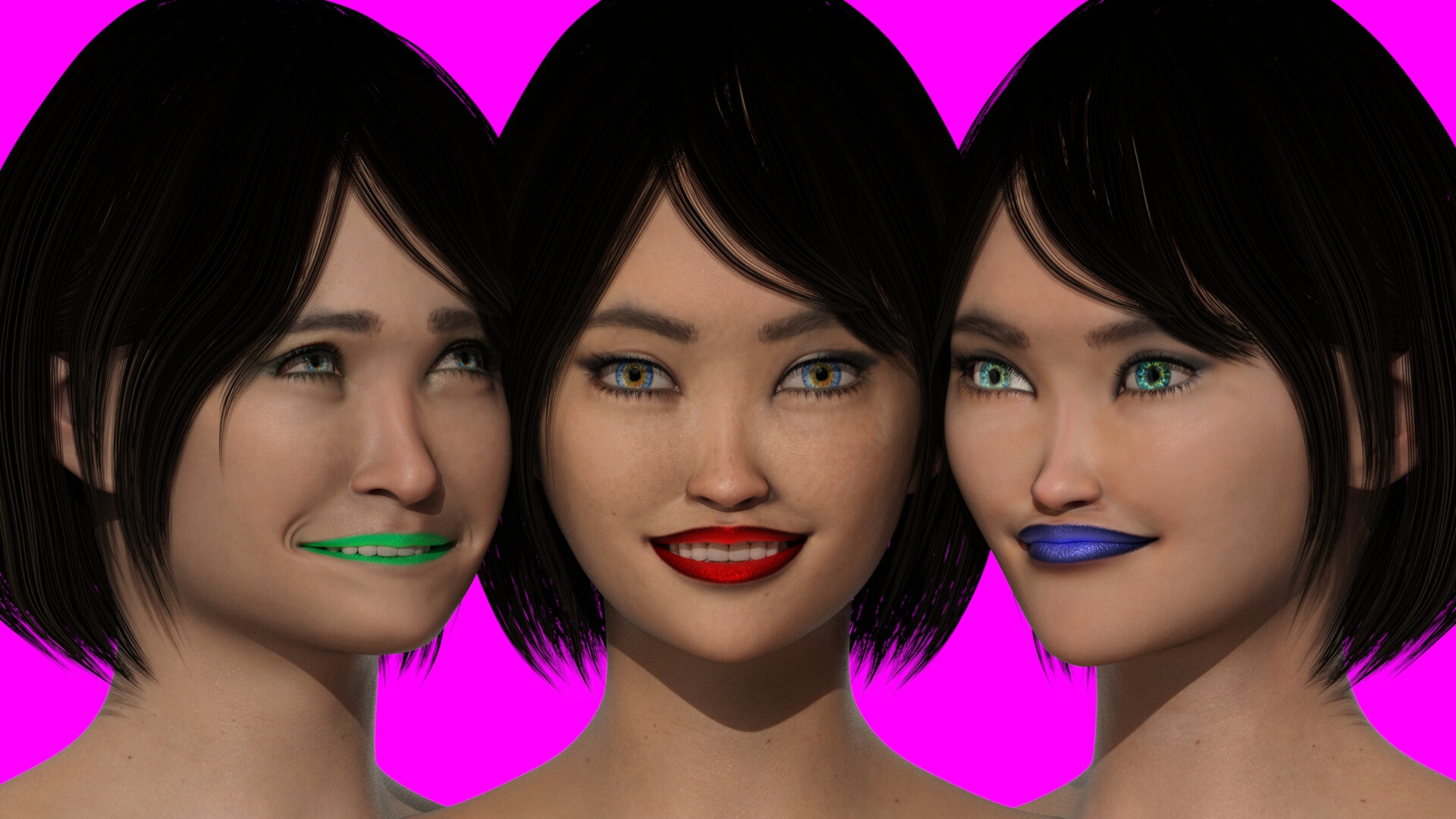 Meet the Amei Triplets 3D Render, Digital Art by harold4471