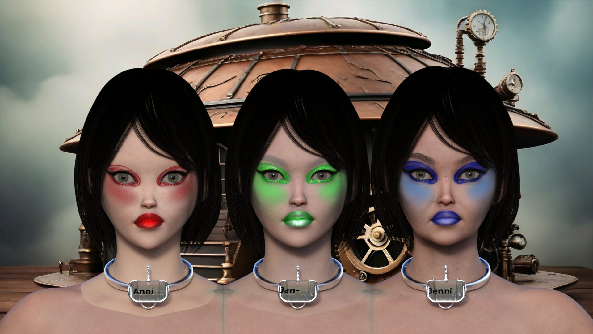 The Bell Sisters in RGB Makeup 3D Render by harold4471