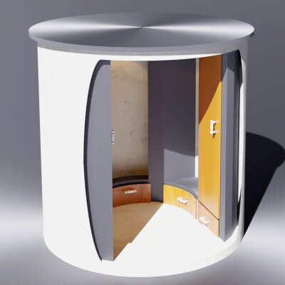 Circular Dressing Room - Wardrobe Free 3D Model by haseebrehmanstudio