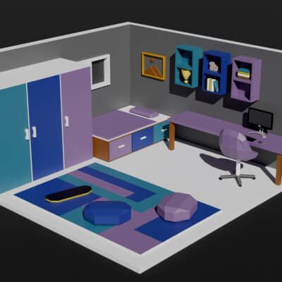 Low Poly Interior Spaces Bundle by haseebrehmanstudio