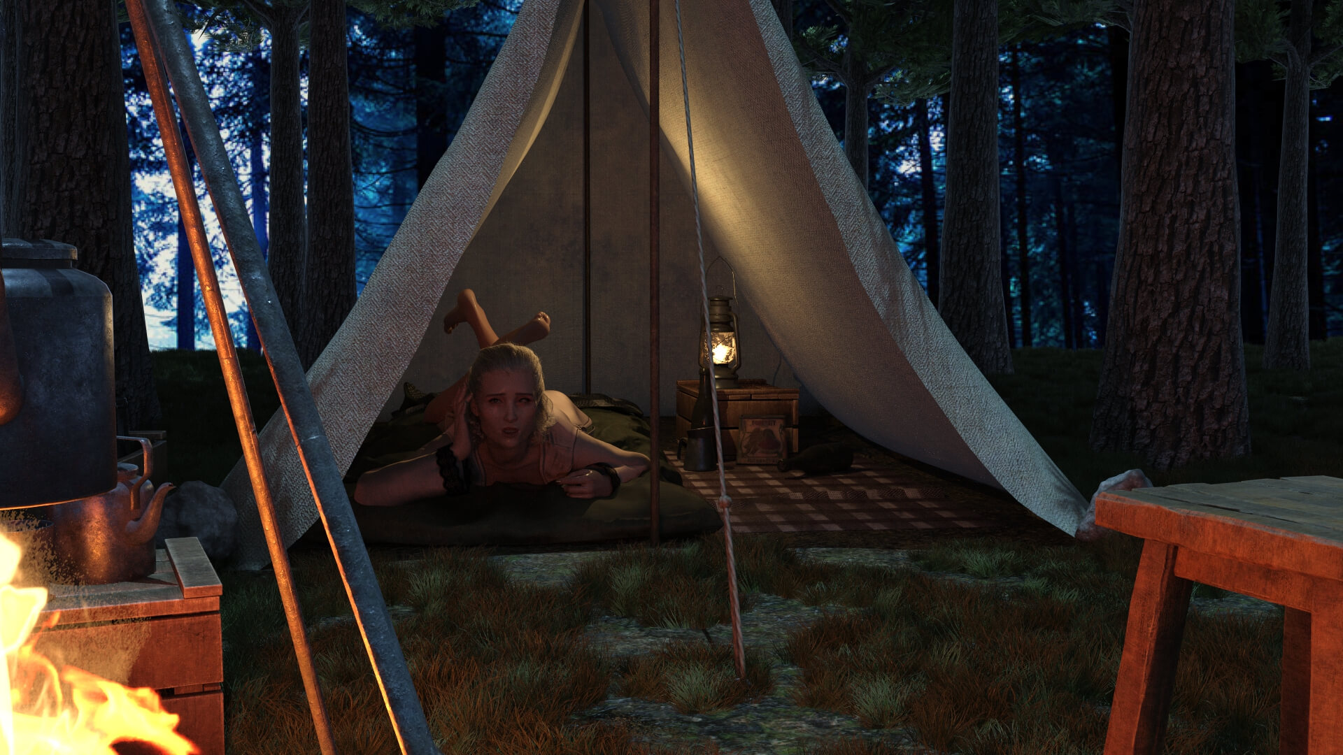 Camping 3D Render, Digital Art by hatefuldisplay
