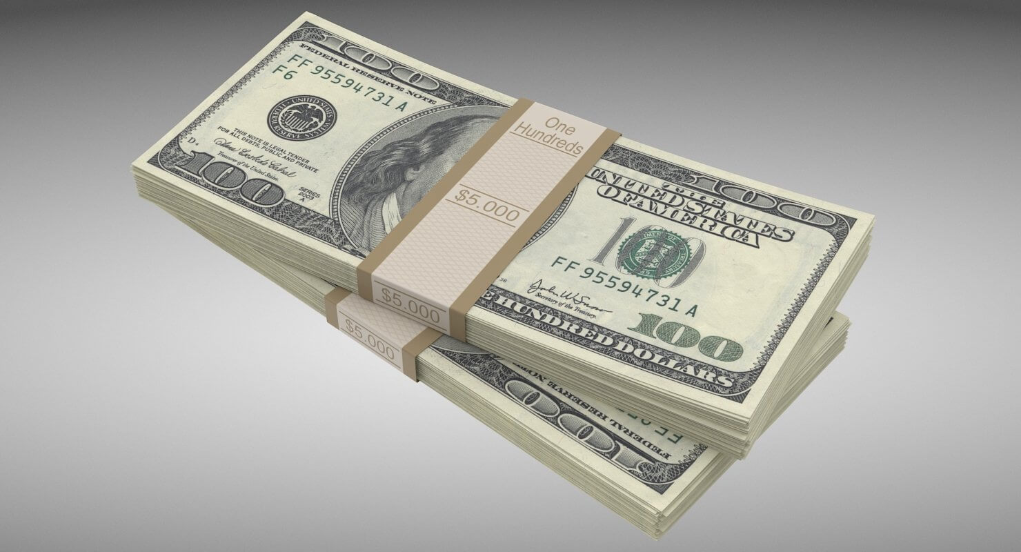 100 Dollar Bills Stack - 3D Model by hdpoly