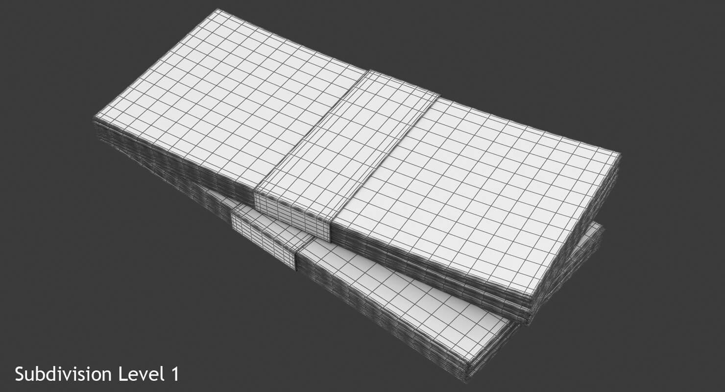 100 Dollar Bills Stack - 3D Model by hdpoly