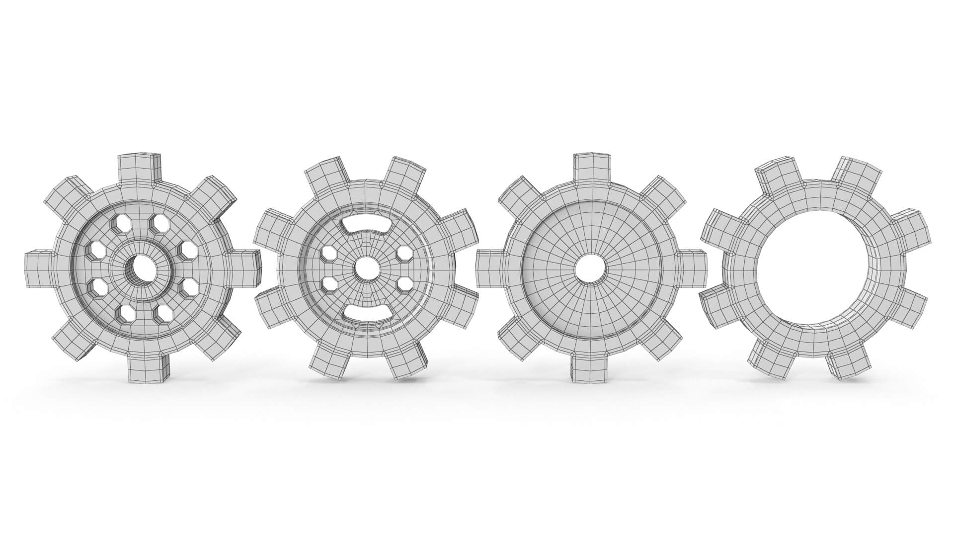 4 Different Gears - 3D Model by hdpoly