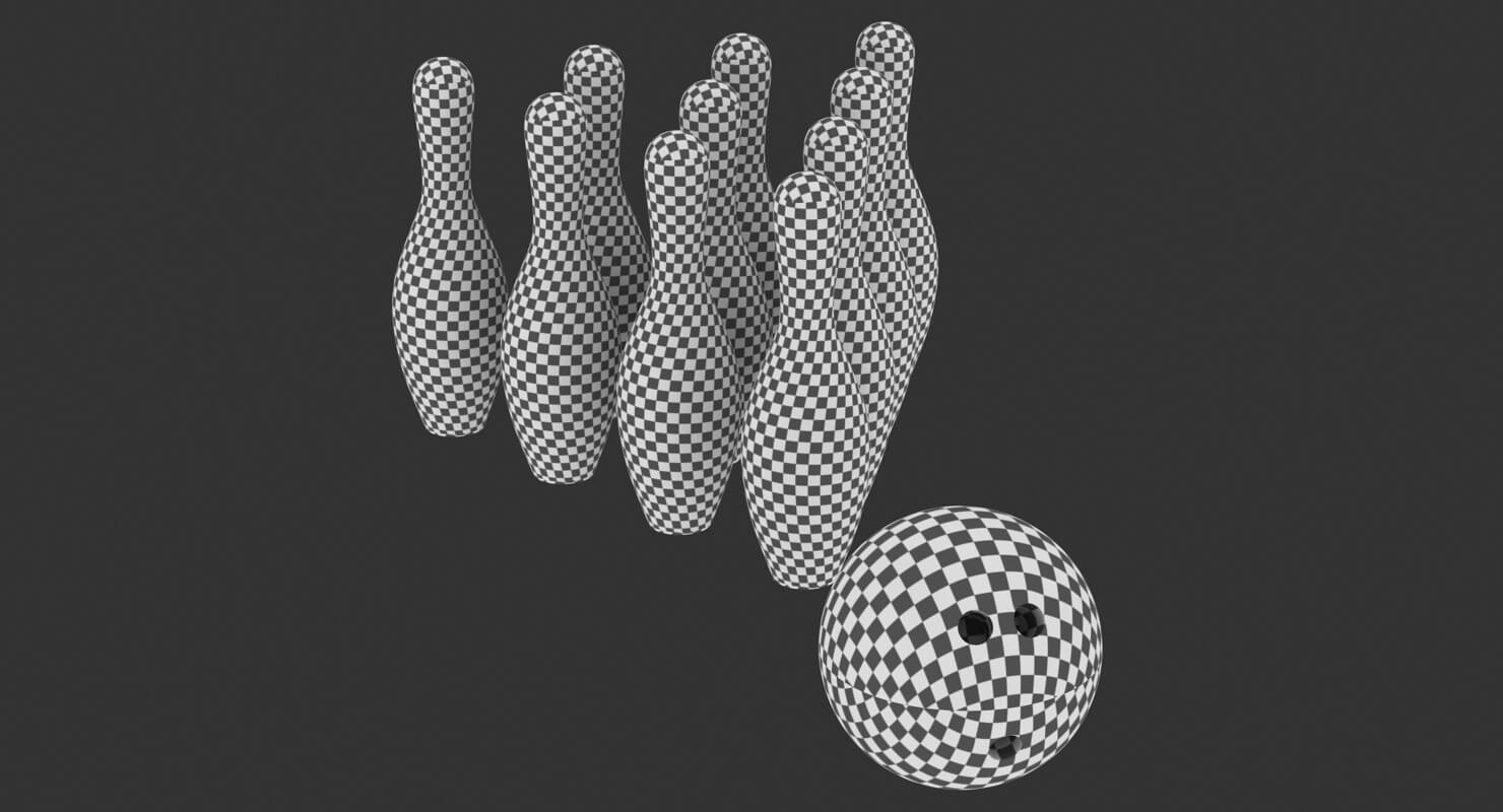 Bowling Ball and Pins - 3D Model by hdpoly