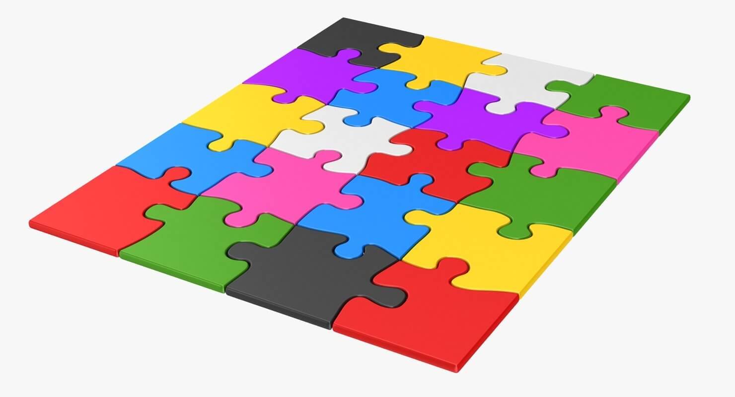 Colorful Puzzle Pieces - 3D Model by hdpoly
