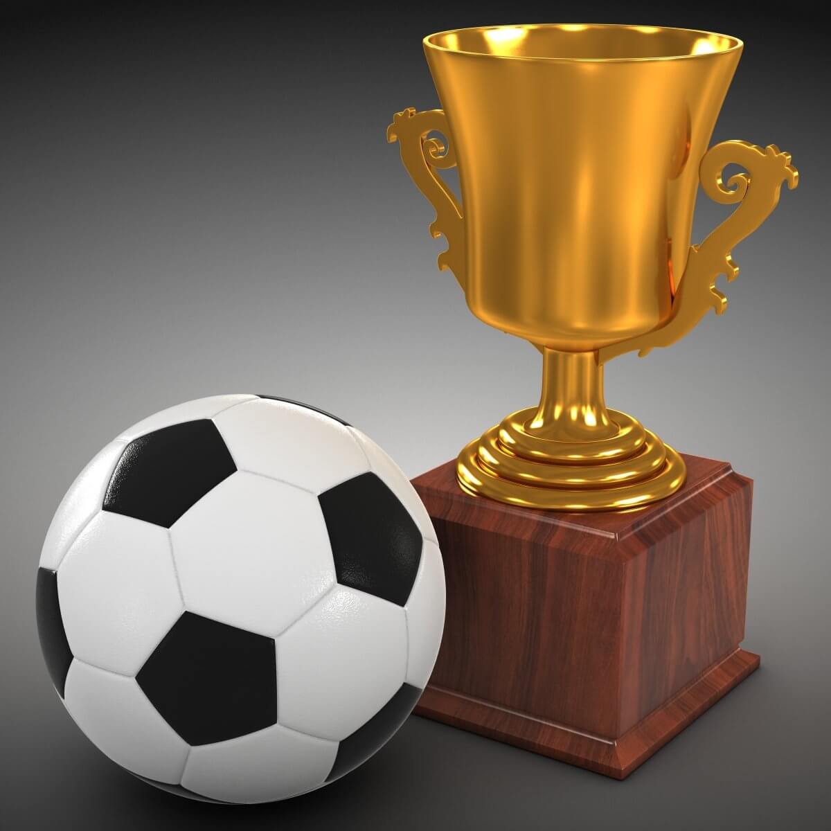 Gold Cup and Soccer Ball - 3D Model by hdpoly