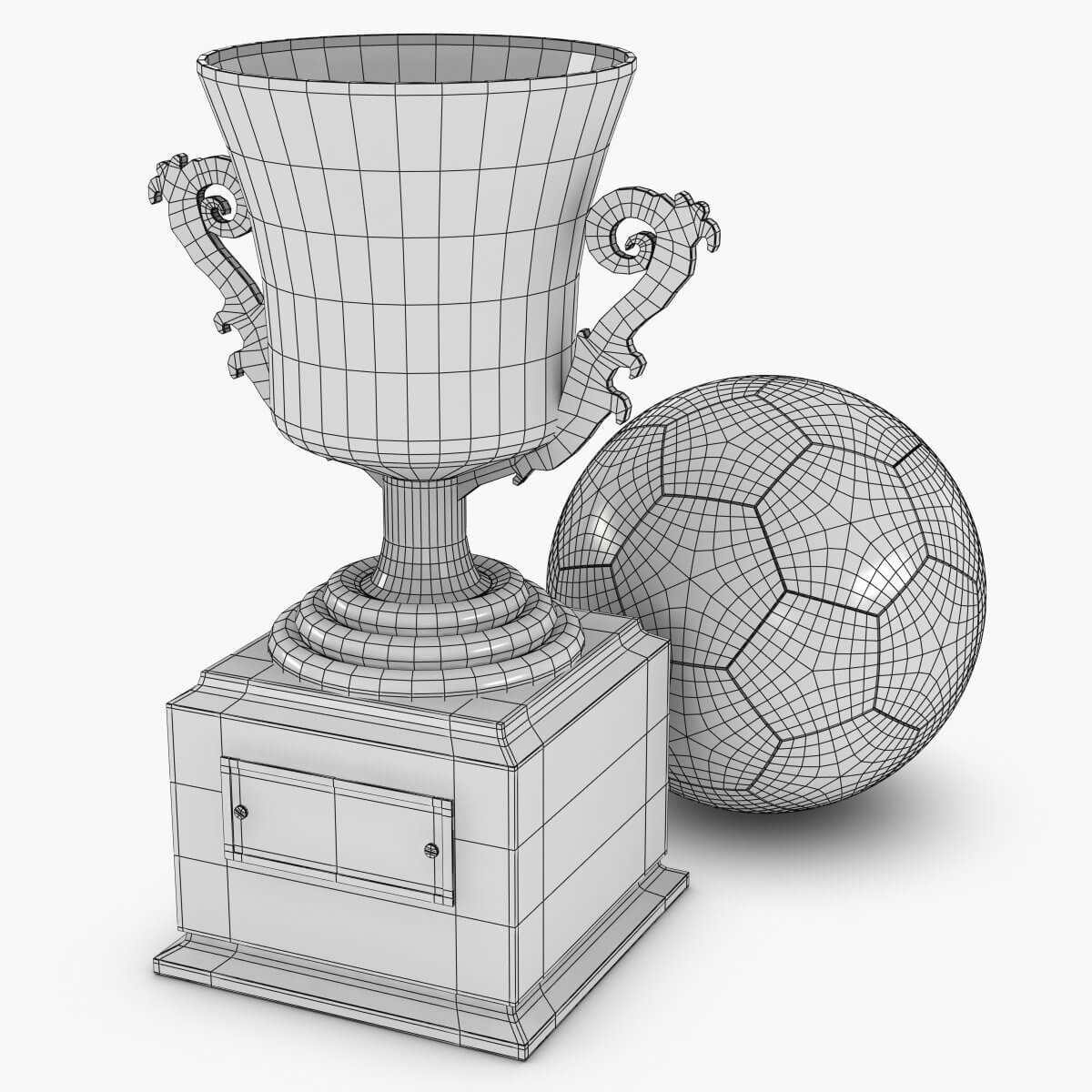 Gold Cup and Soccer Ball - 3D Model by hdpoly