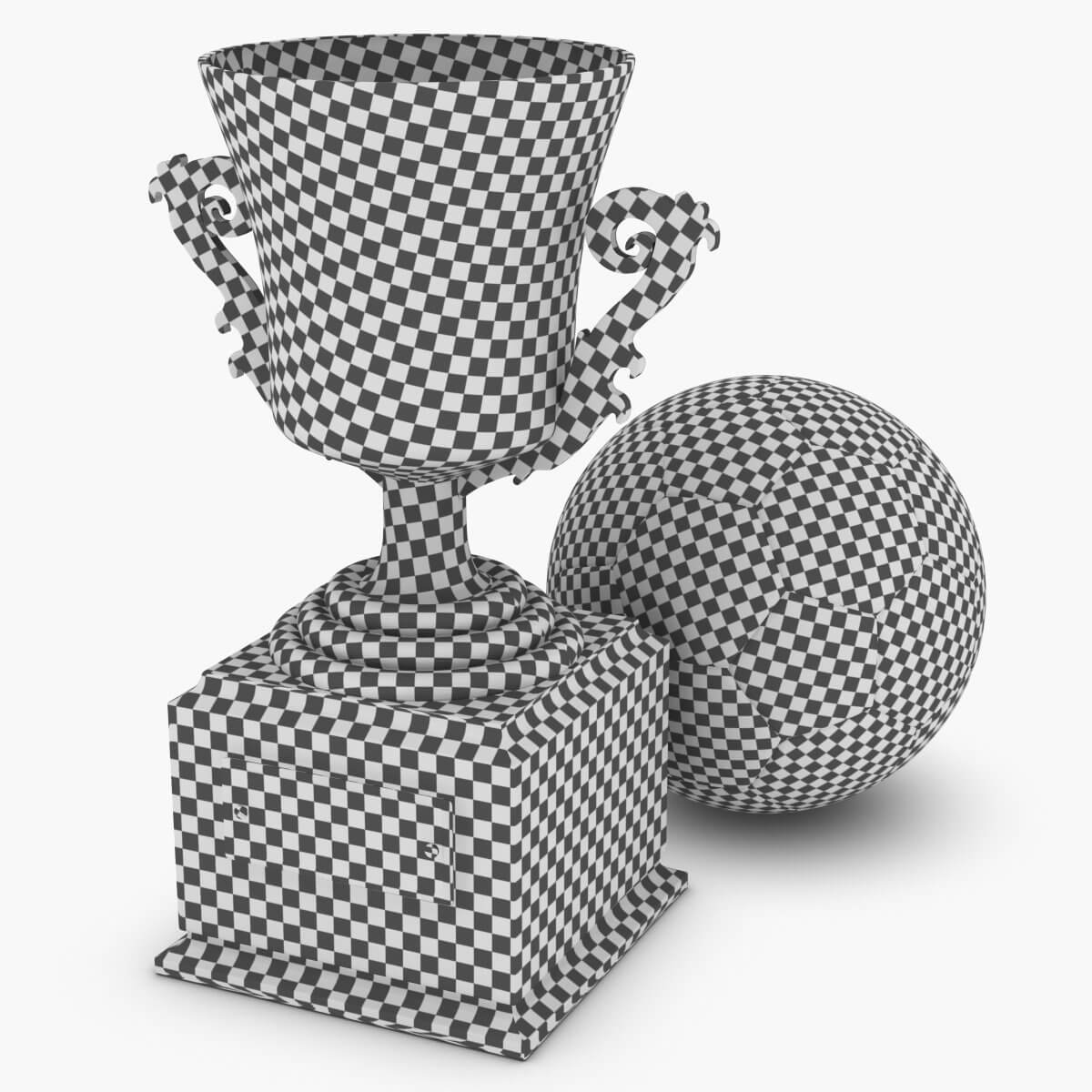 Gold Cup and Soccer Ball - 3D Model by hdpoly