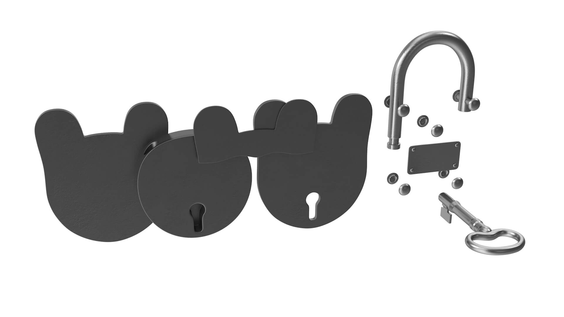 Old Lock and Key - 3D Model by hdpoly