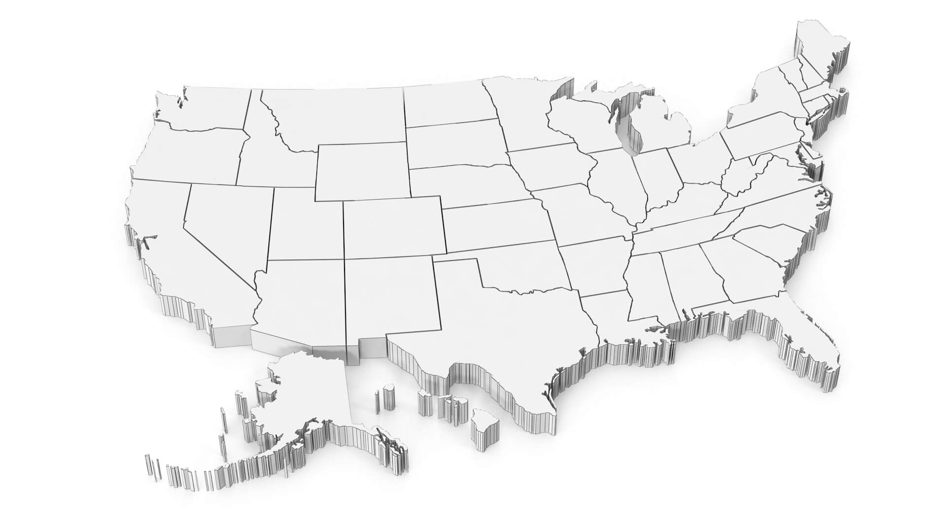 Colorful Map of USA - 3D Model by hdpoly