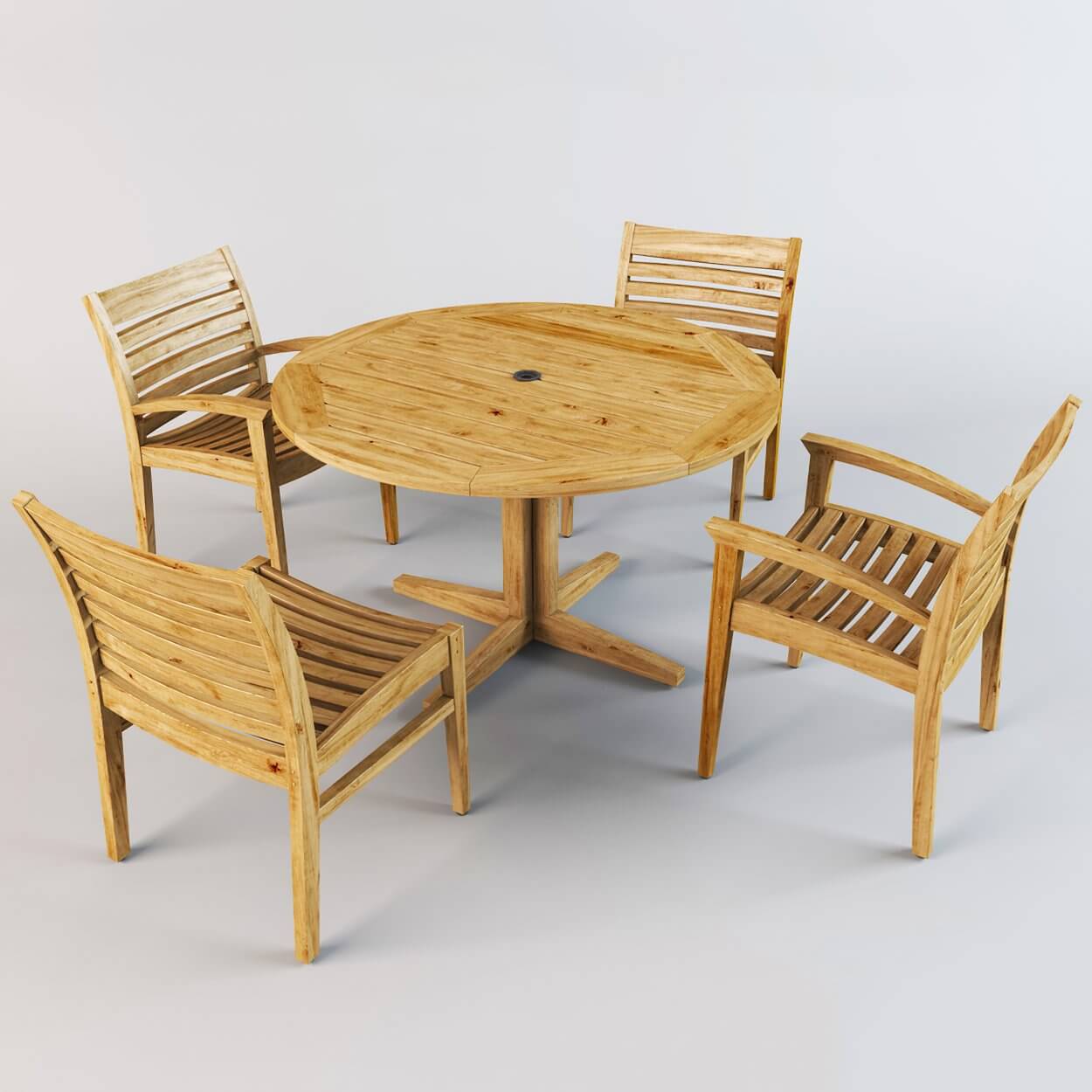 Wooden Table and Chair Set (V-Ray) 3D Model by Hdri_World